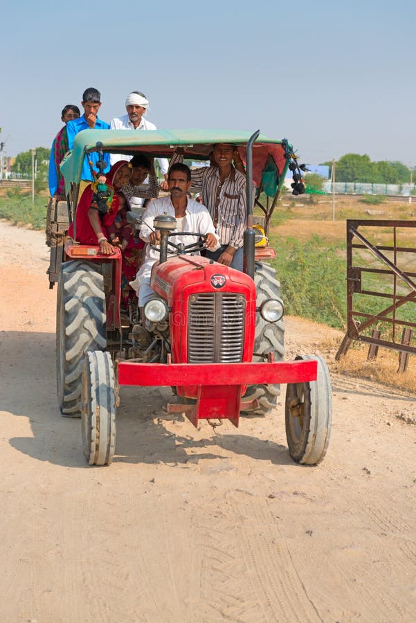 Country People Travel by Tractor, India Editorial Stock Image - Image ...