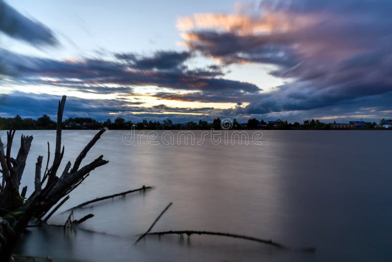 Country Pond Villages at Sunset 4 Stock Photo - Image of dusk, dynamics ...