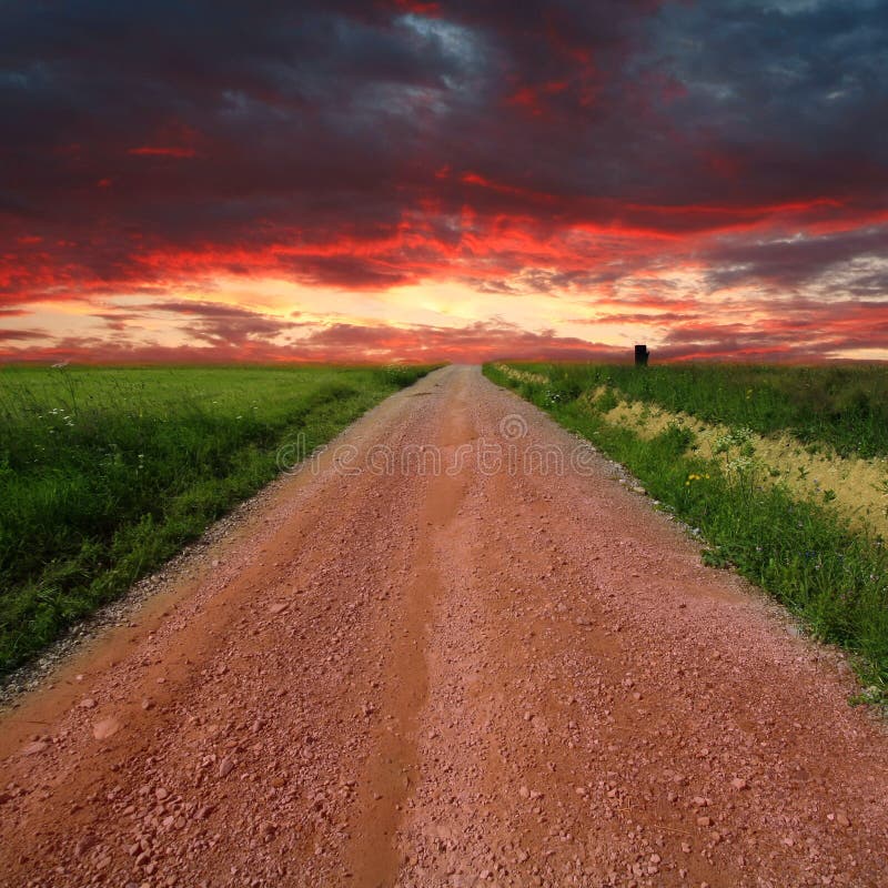 Country Road Sunset stock image. Image of farmland, sunset - 10940251