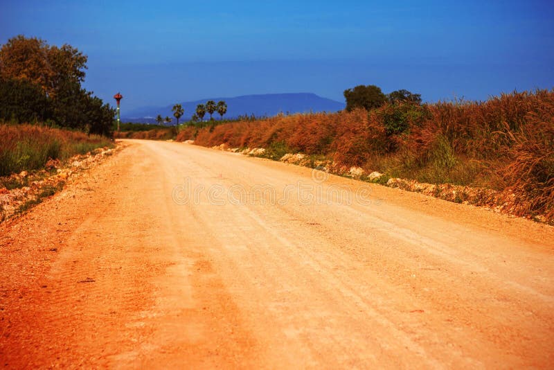 Country Road with the Blue Sky. Stock Image - Image of farmland, grass ...