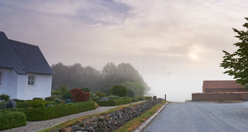 Country Road through a Danish Village. a Road Running through a Danish ...