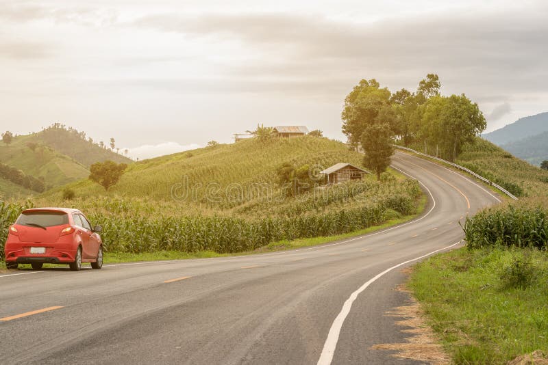 Country Road in the Evening Stock Image - Image of sunrise, sunset ...