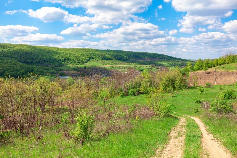 Country Road and Green Fields Stock Photo - Image of majestic, country ...