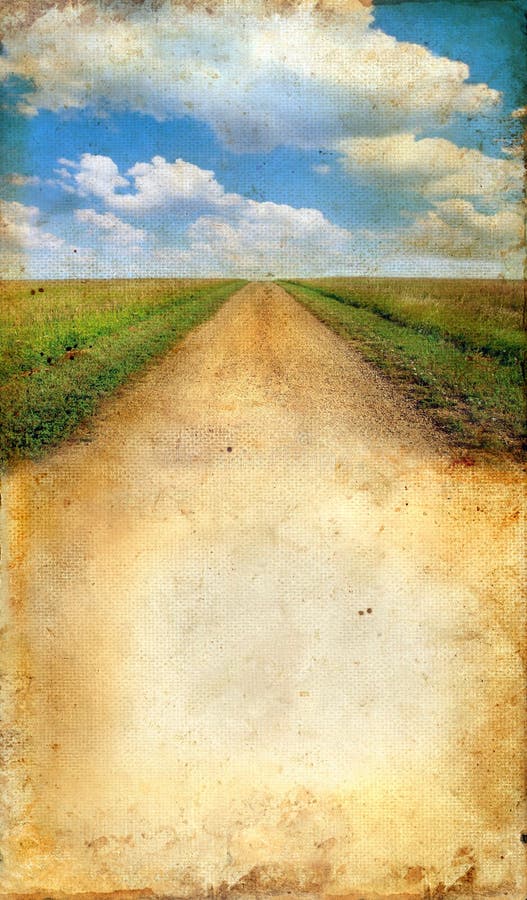 Country Road on a Grunge Background Stock Image - Image of land ...