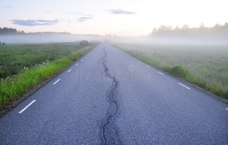 Country road at midnight stock image. Image of misty - 25428215