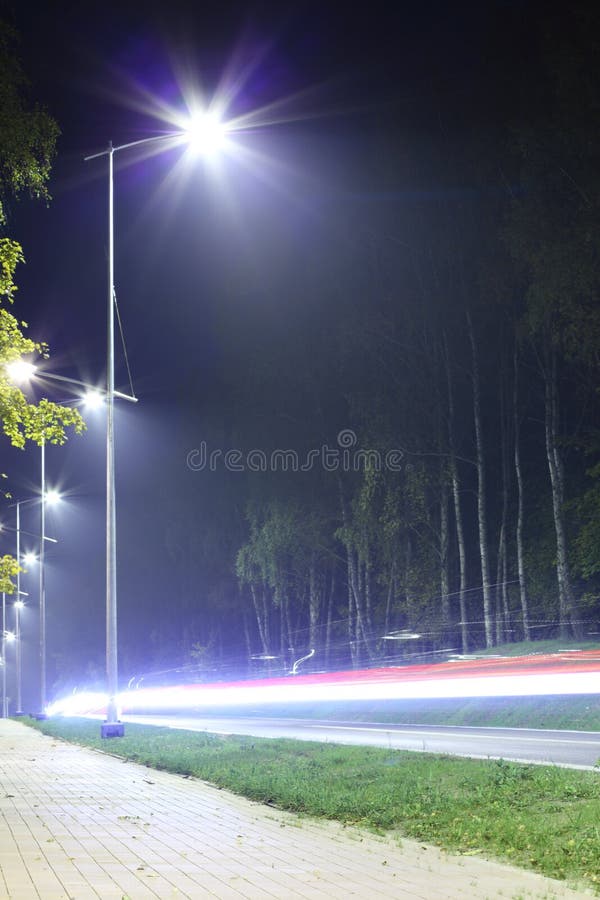 Country road in the night stock image. Image of street - 31420437