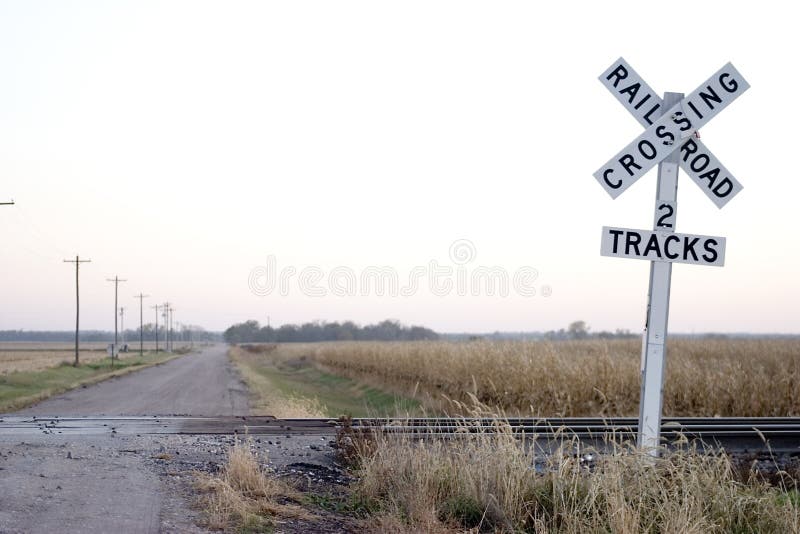 Country Road Railroad Crossing Stock Image - Image of late, sunset: 1457209