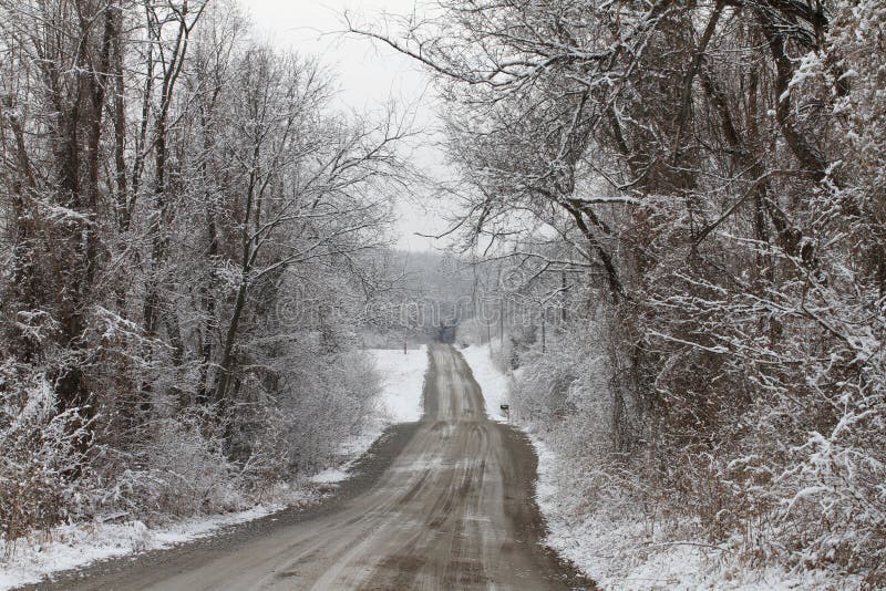 Country Road Snow stock image. Image of hill, trees, dirt - 18937241