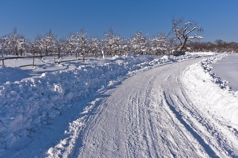 Country road in the snow stock image. Image of nature - 23145399