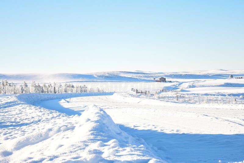 Country Road in Snow stock image. Image of clear, morning - 94889291