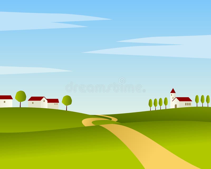 Cartoon Country Road Country Road Clip Art, Vector Images