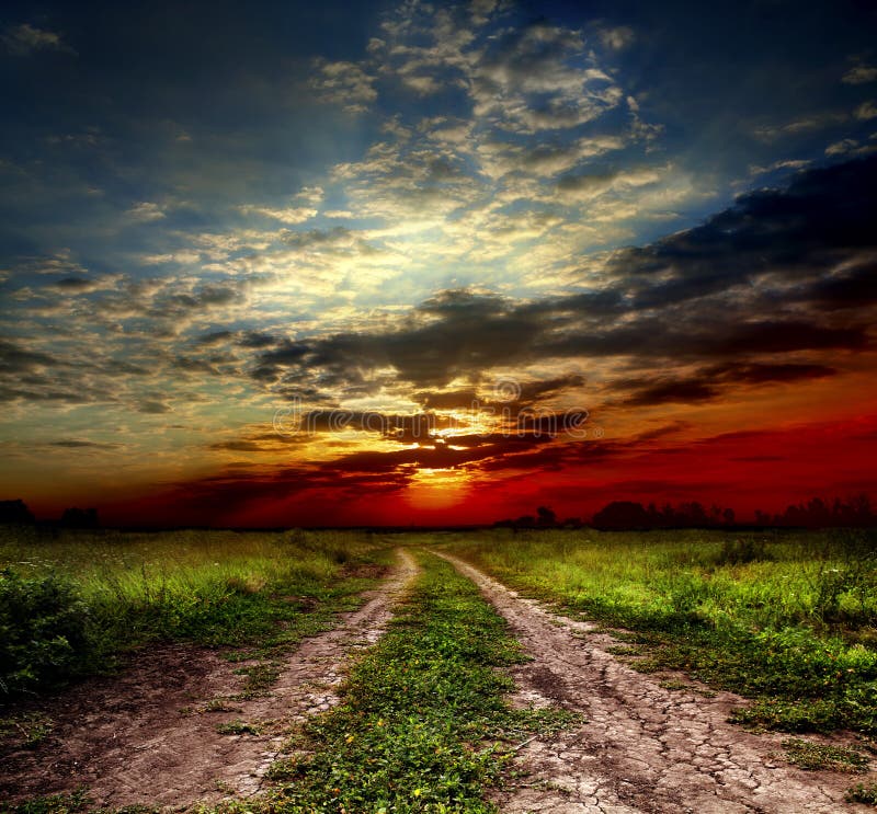 Country road and sunset stock image. Image of nature - 33837595