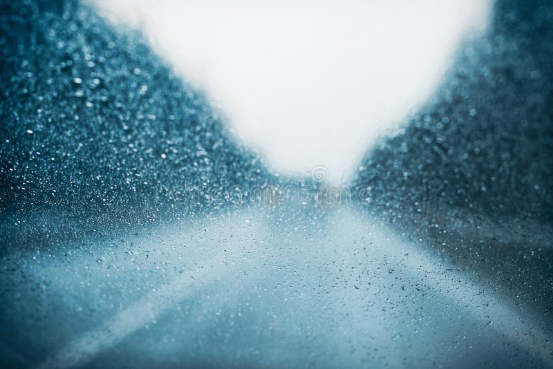 Country Road through the Windshield during Rain Stock Photo - Image of ...