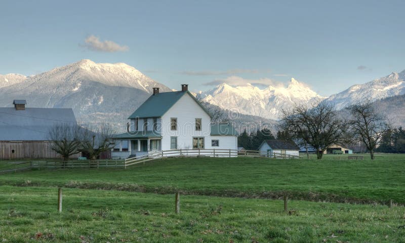 Country Scene Farm House in Winter Stock Photo - Image of country ...