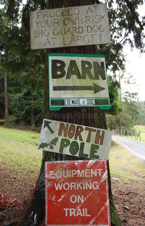 Country Signs Posted on a Tree Stock Image - Image of home, countryside ...