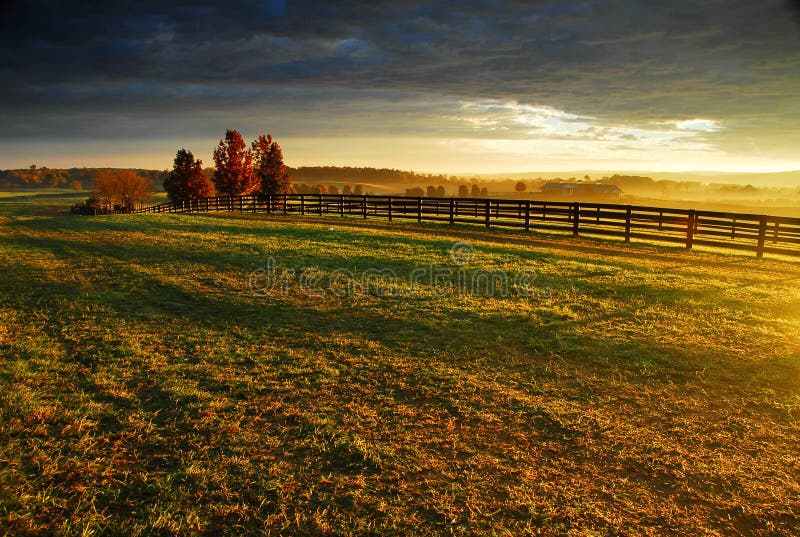 Country sunrise stock photo. Image of fence, clouds, rees - 1535186