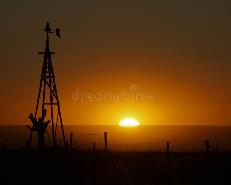 West Texas Sunset stock image. Image of texas, wimdmill - 43254287