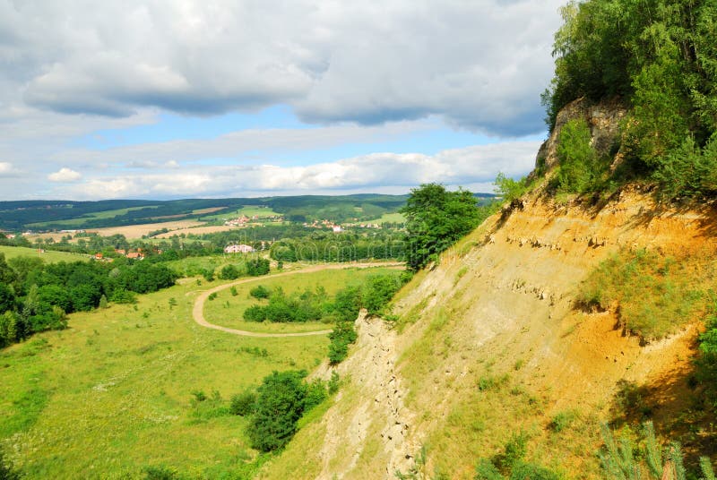 Country View from a Hillside Stock Photo - Image of buildings, inland ...