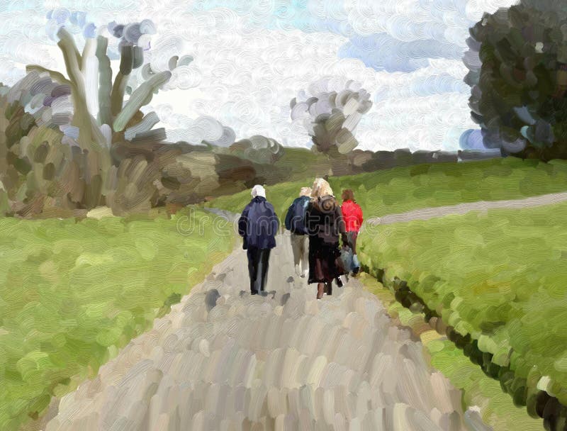Country walk stock illustration. Illustration of fields - 5021414