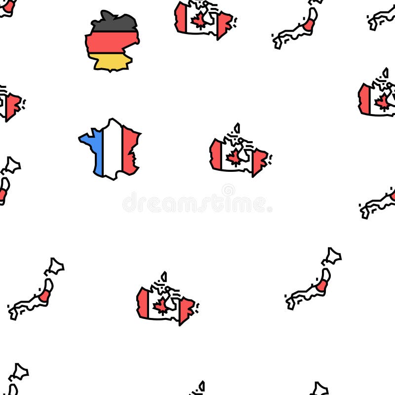 Country World Map Global Travel Vector Seamless Pattern Stock Vector ...