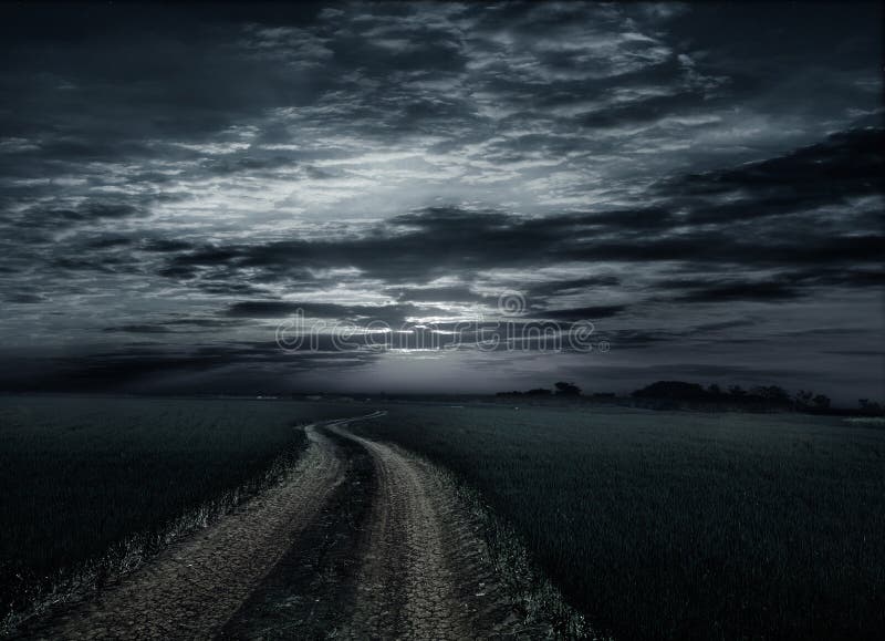 Rural night with moon stock photo. Image of beauty, backgrounds - 27457582