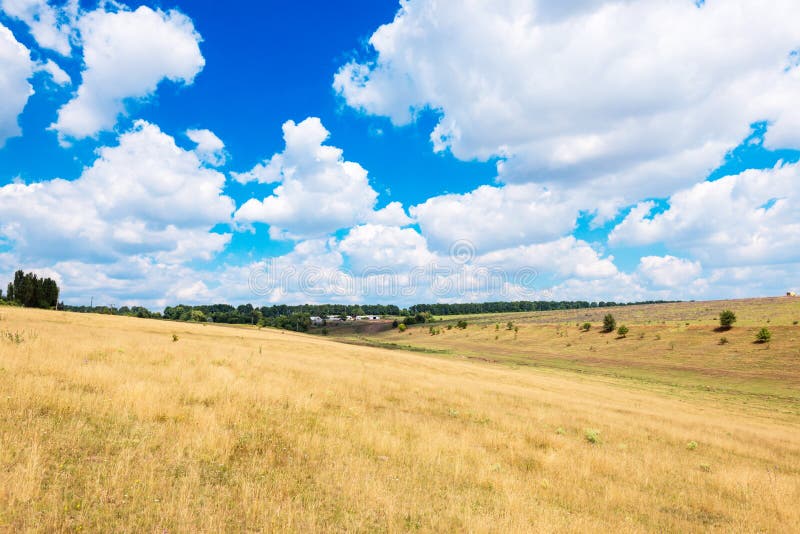 Countryside with Fields on the Background of Blue Sky Stock Photo ...