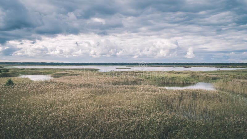 Countryside Fields in Early Spring - Vintage Retro Look Stock Image ...