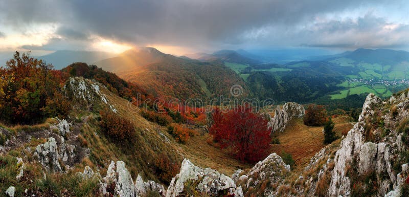 Countryside with Forest and Hill at Fall, Slovakia Peak Vapec Stock ...