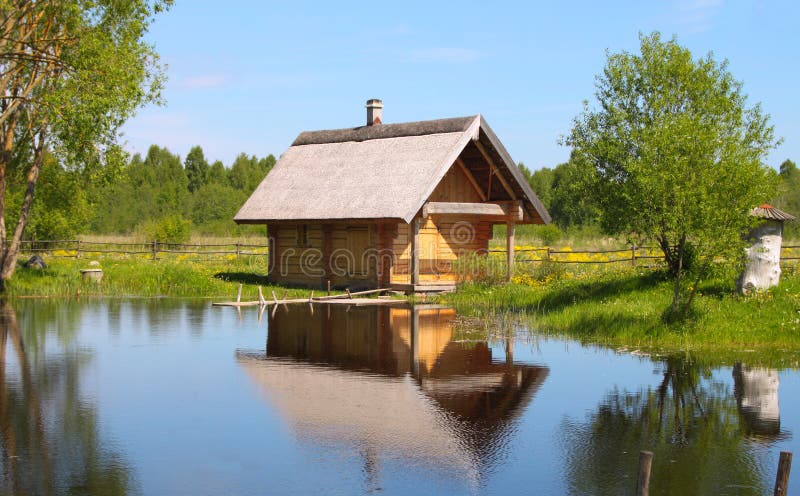 Countryside House at the Lake Stock Image - Image of provincial ...
