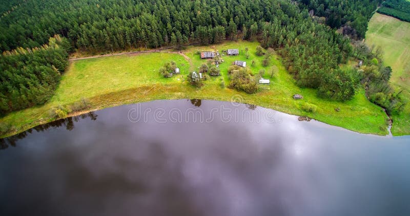 Countryside houses stock image. Image of spring, neris - 73177863