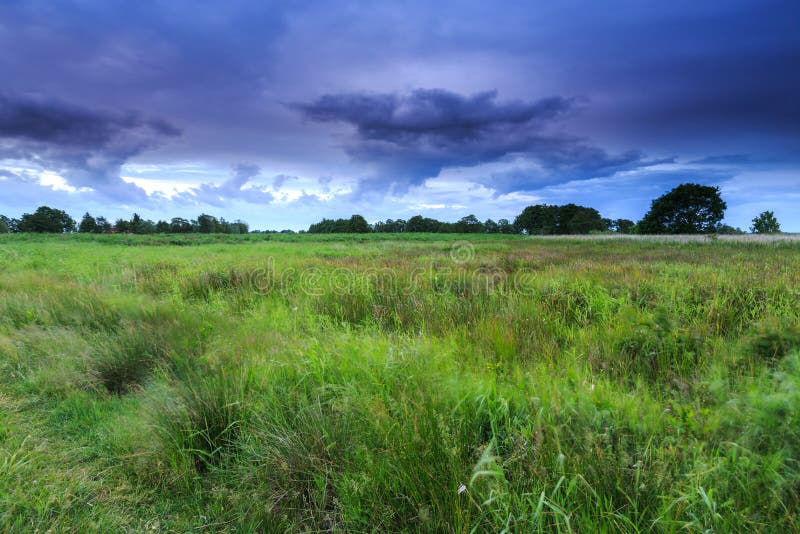 Countryside Landscape with Dark Clouds Stock Image - Image of ...