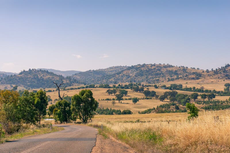 Countryside Landscape with Empty Road and Outback Fields Stock Image ...