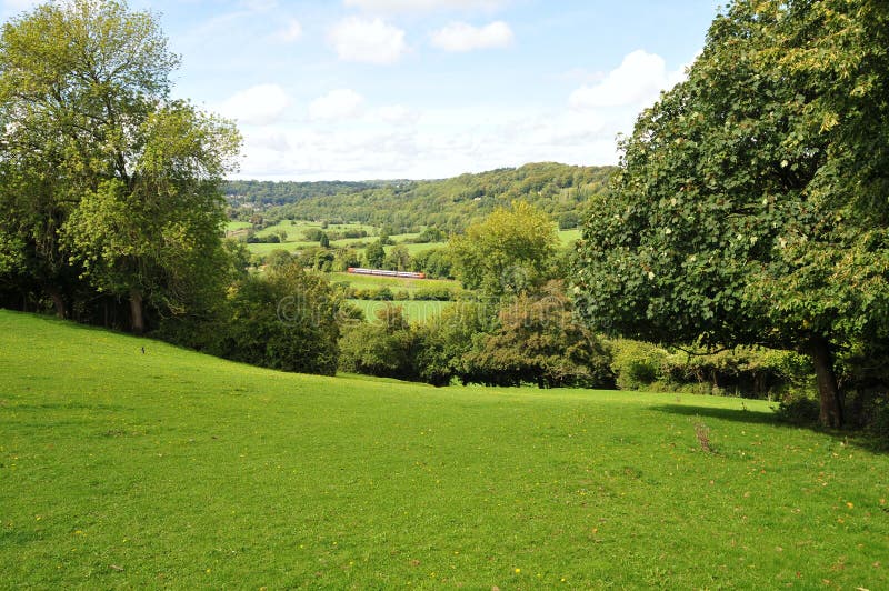 English Countryside Panorama Stock Image - Image of idyllic, hills ...