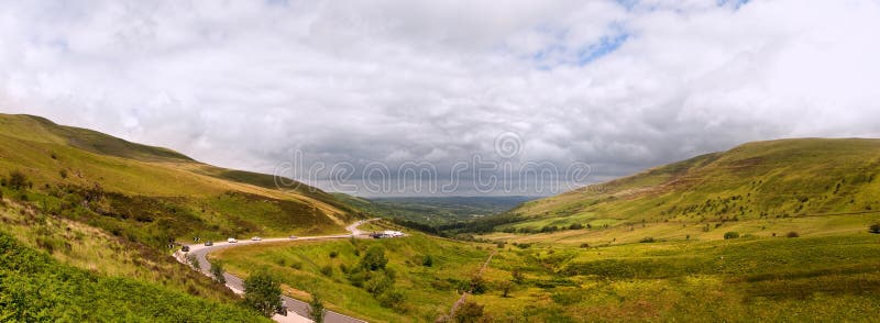Panorama of Welsh Countryside Stock Image - Image of panorama, grass ...
