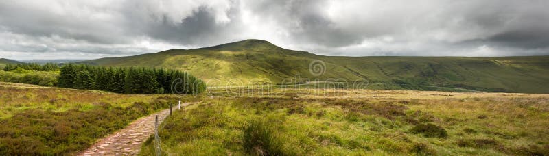 Panorama of Welsh Countryside Stock Image - Image of panorama, grass ...