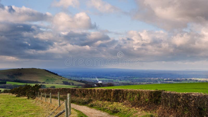 Countryside Landscape Path Leading through Fields Stock Photo - Image ...