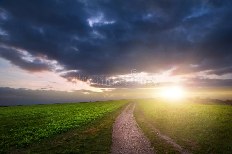 Path through Countryside in Winter with Snow Stock Image - Image of ...