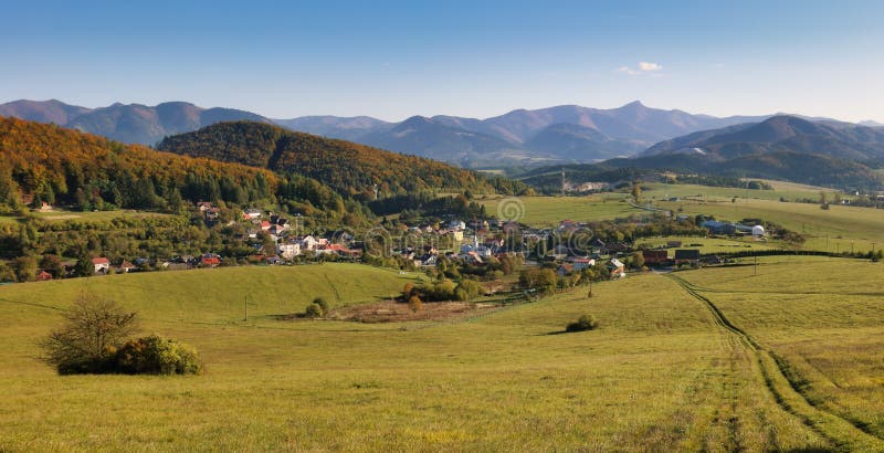 Countryside Landscape in Slovakia with Village Stock Photo - Image of ...