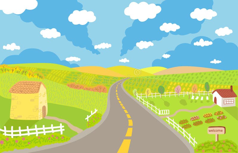 Countryside Landscape Vector Illustration Stock Vector - Illustration ...