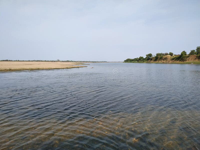 Countryside Morning River View Under Blue Sky Stock Image - Image of ...