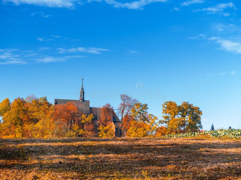 Countryside old church stock photo. Image of tree, sunny - 61531154