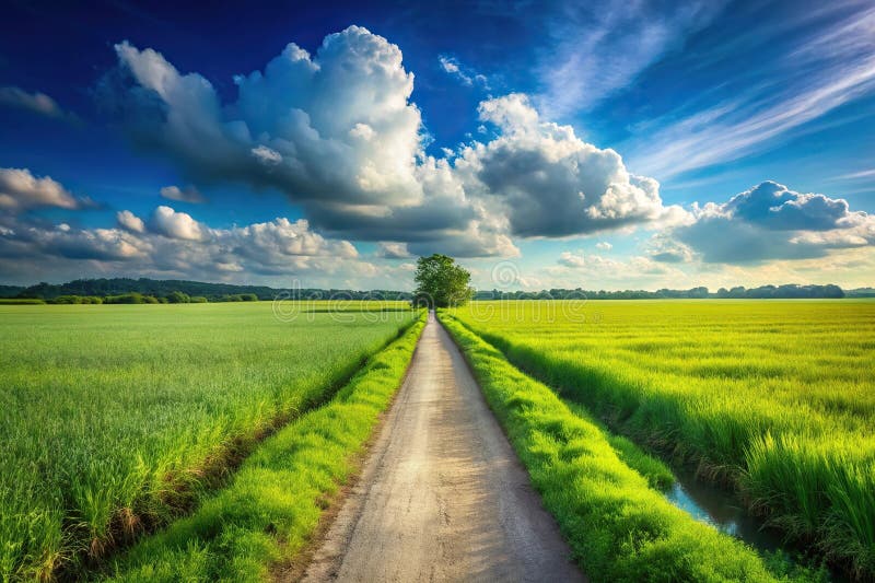 Serene Escape: Countryside Path through Lush Fields - Generative AI ...