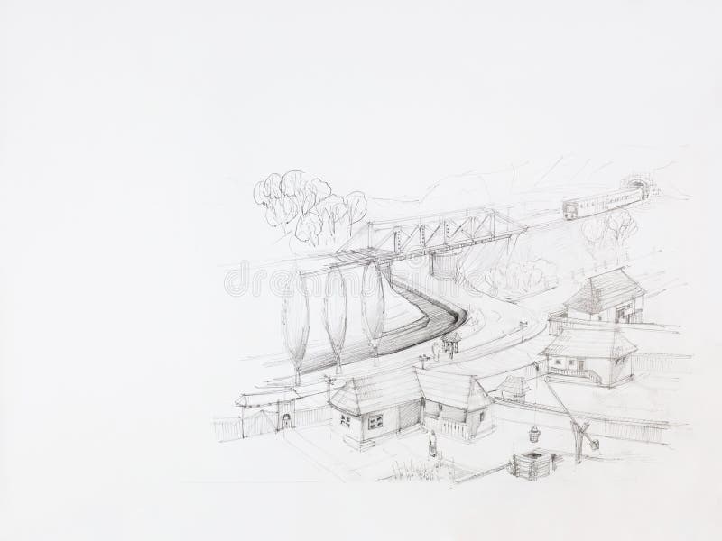 Bridge Over River Rural Landscape Stock Vector - Illustration of bank ...