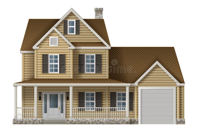 Set of Private House Facades, Detailed Architectural Technical Drawing ...