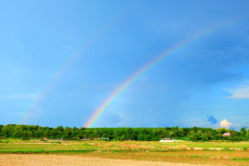 The Countryside with Rainbow Stock Image - Image of grassland ...