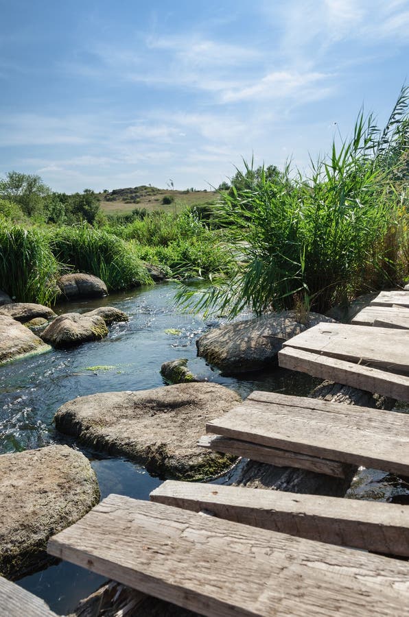 Countryside River Landscape in Summer. Stock Image - Image of ...