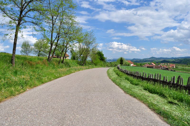 Countryside Road through the Fields Stock Image - Image of hill ...