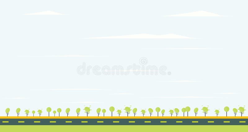 Countryside Road with Green Tree and Blue Sky. Stock Vector ...