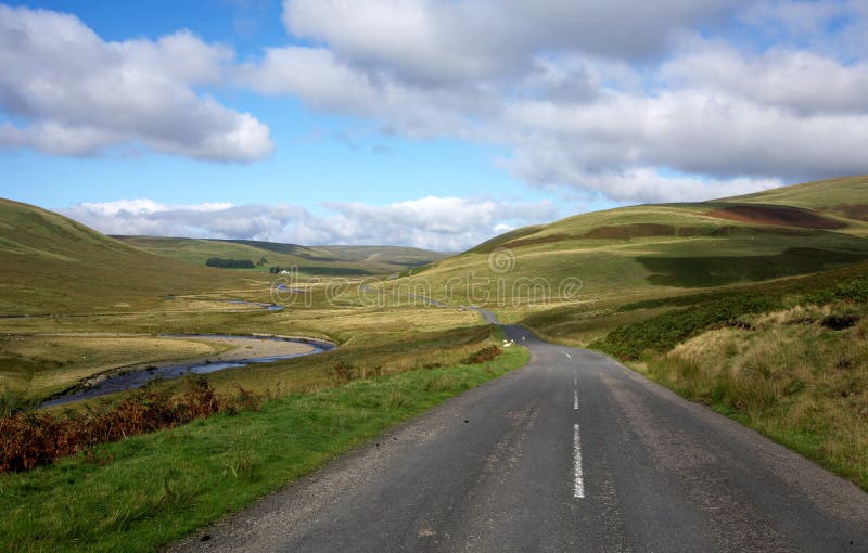 Countryside Road and the River Elan in Wales. Stock Photo - Image of ...