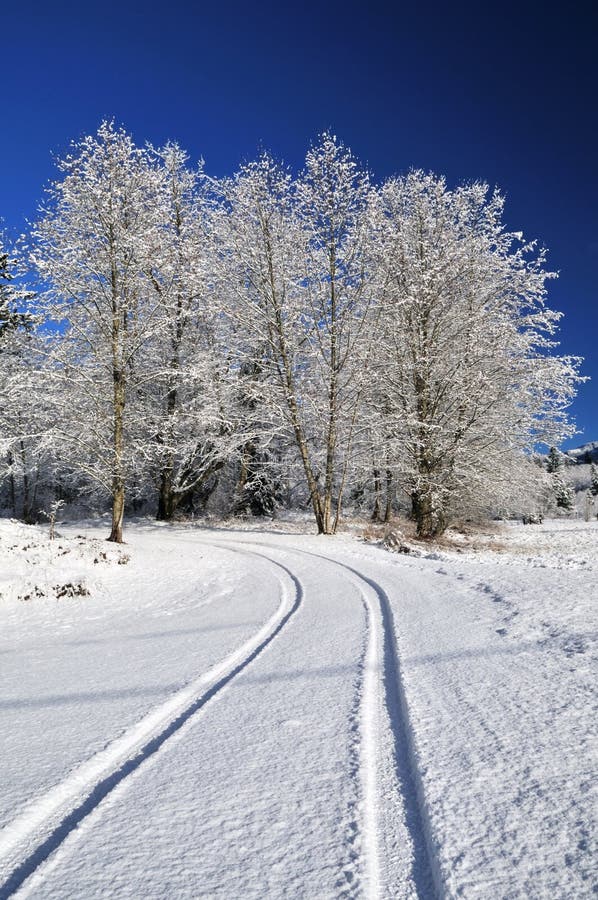 Countryside Road with Winter Snow Stock Image - Image of winter, road ...